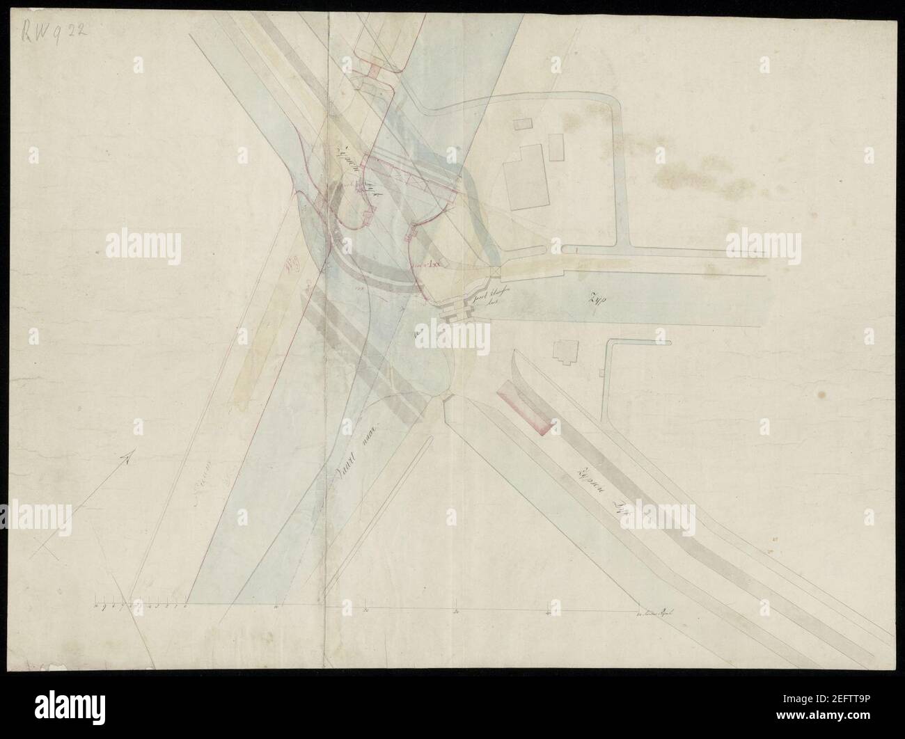 Ontwerp van de bocht van het Noordhollandsch Kanaal bij het intreden in ...