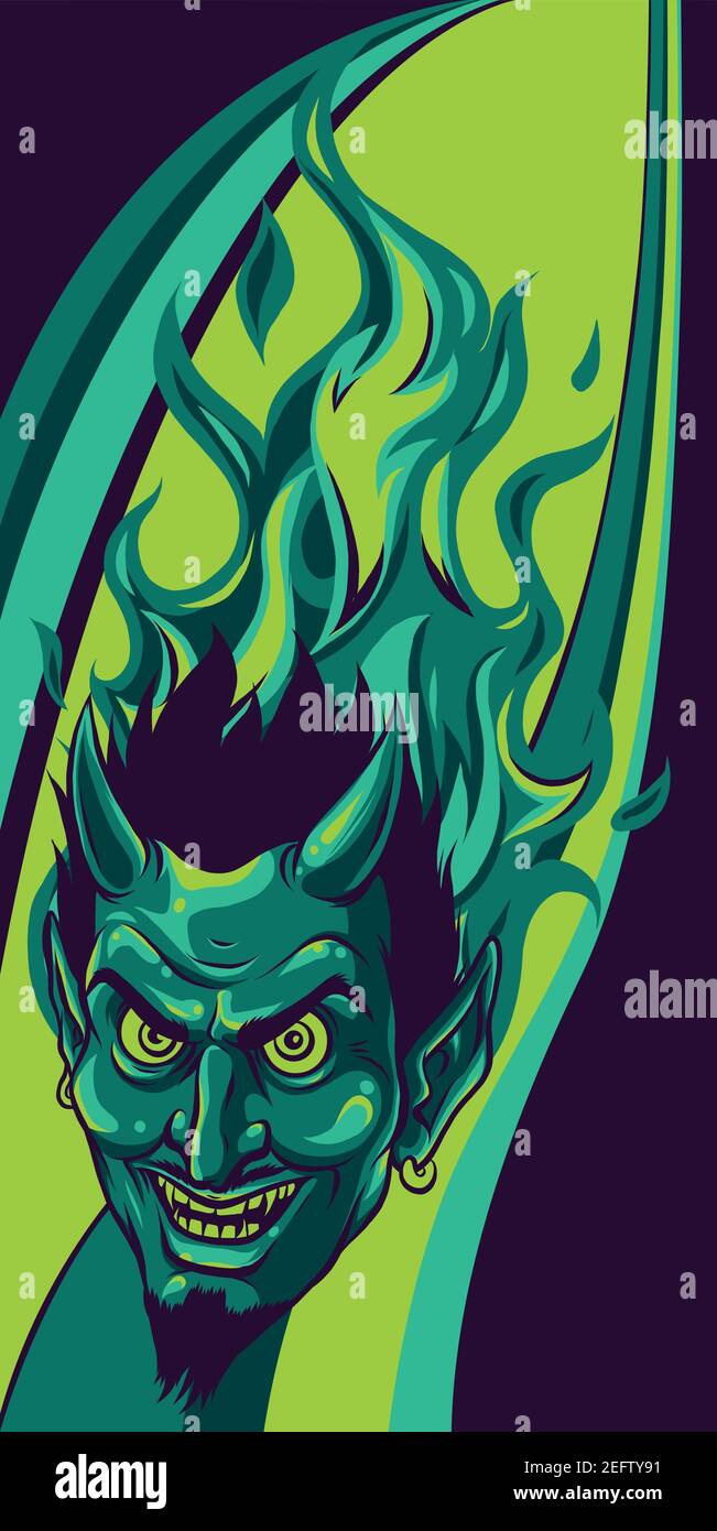 Evil face with flames vector illustration design Stock Vector Image ...