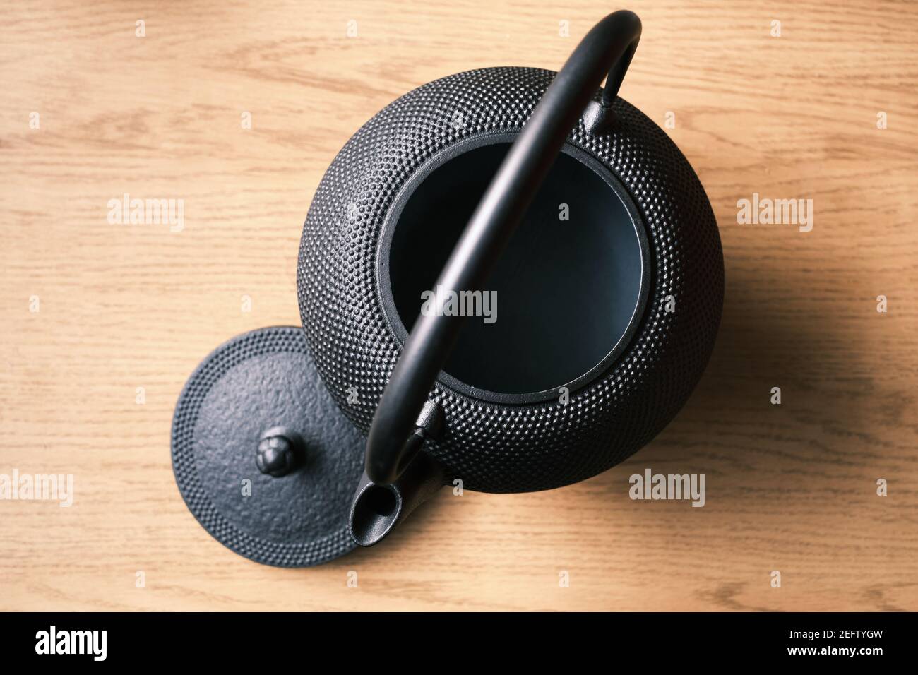 High angle view of a vintage Japanese cast iron kettle Stock Photo - Alamy