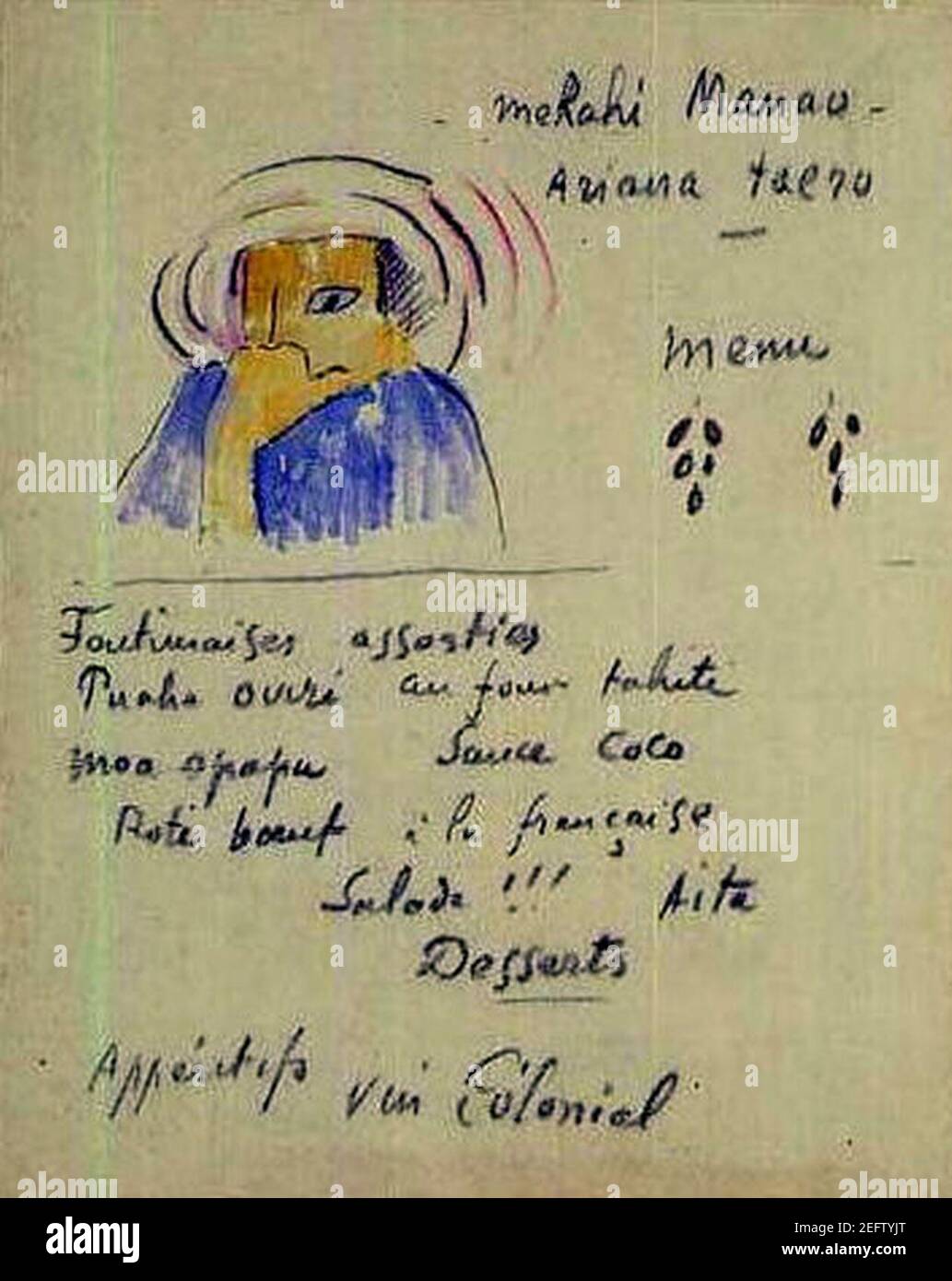 Onze Menus Mehahi manao ariana taero Stock Photo - Alamy