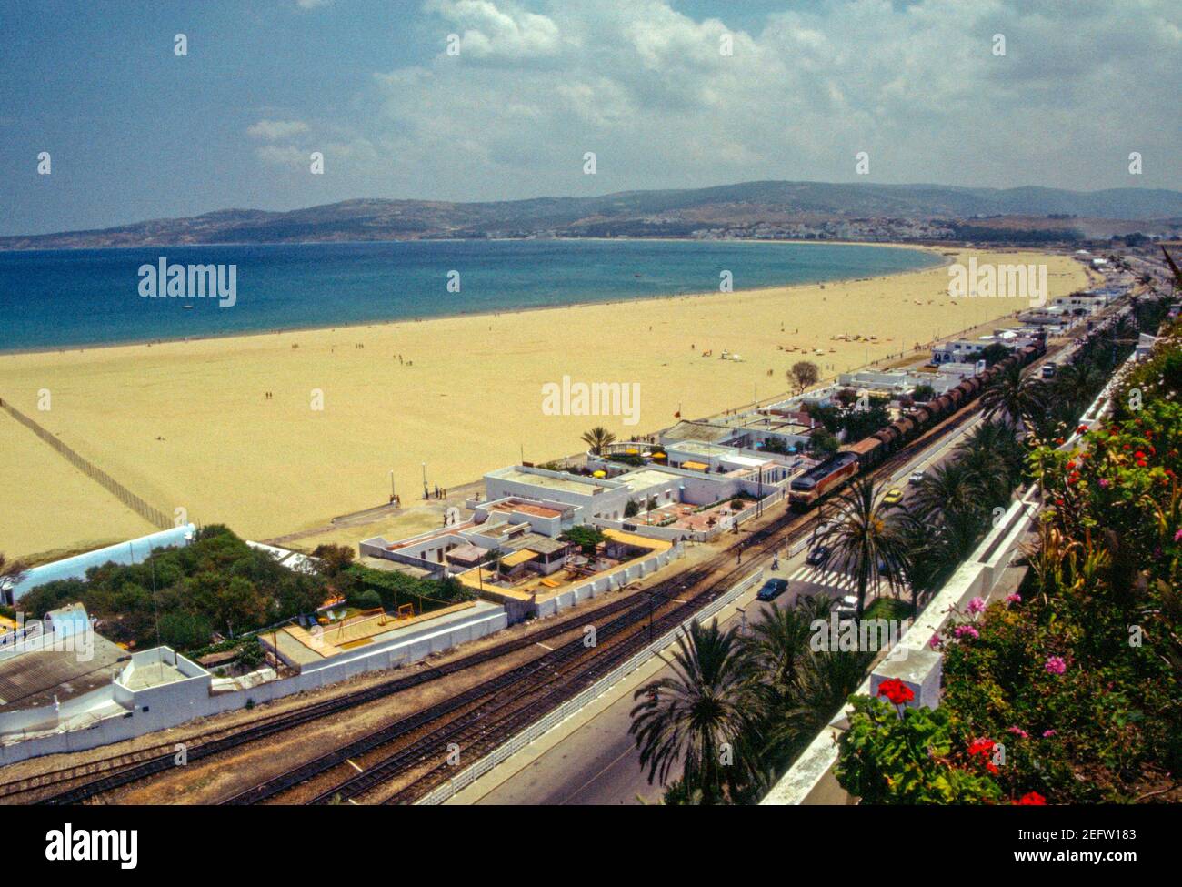 Tangiers beach in 1987 with the old railway line running alongside ...