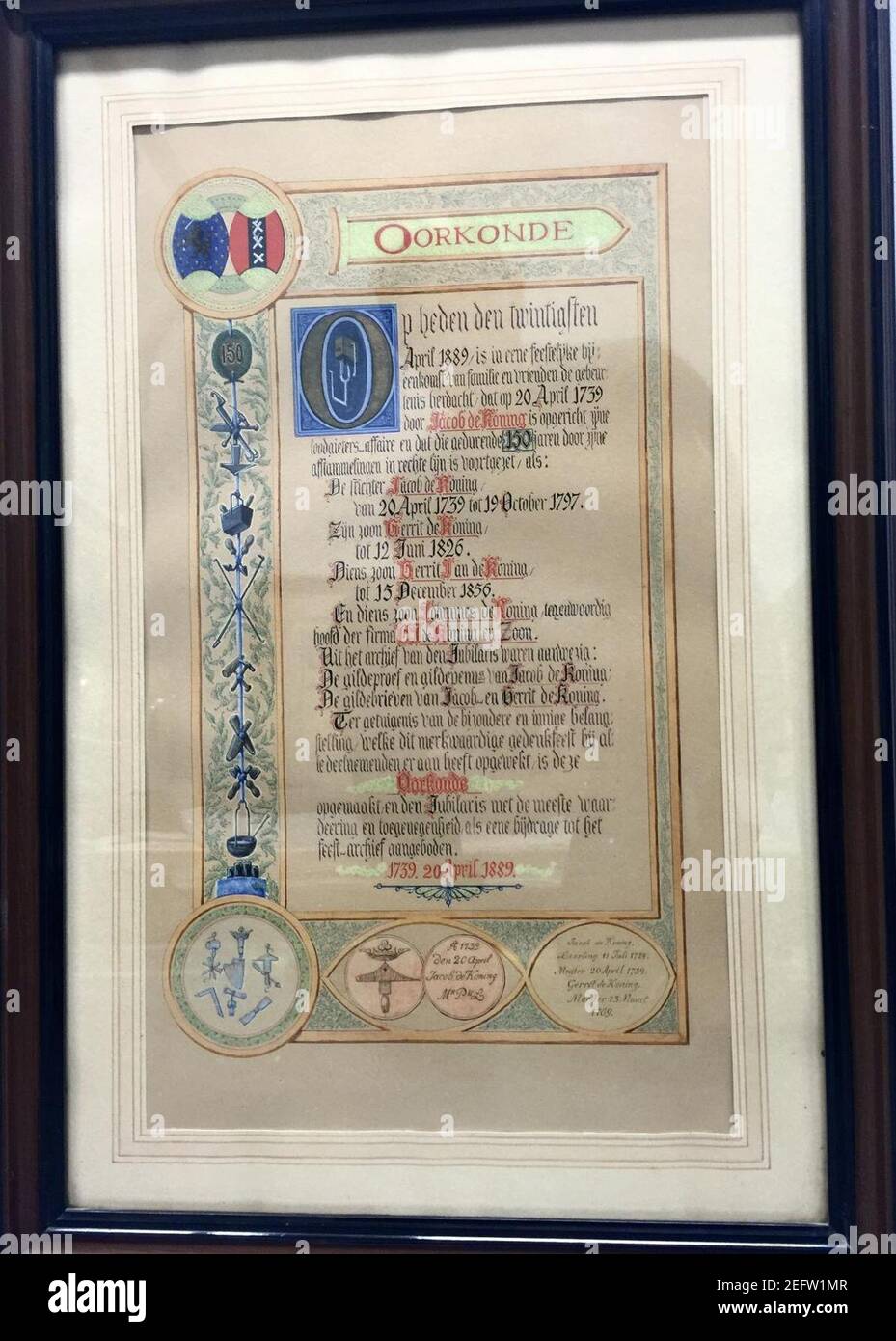 Oorkonde t.g.v. 150-jarig bestaan van het loodgietersbedrijf G.J. de ...