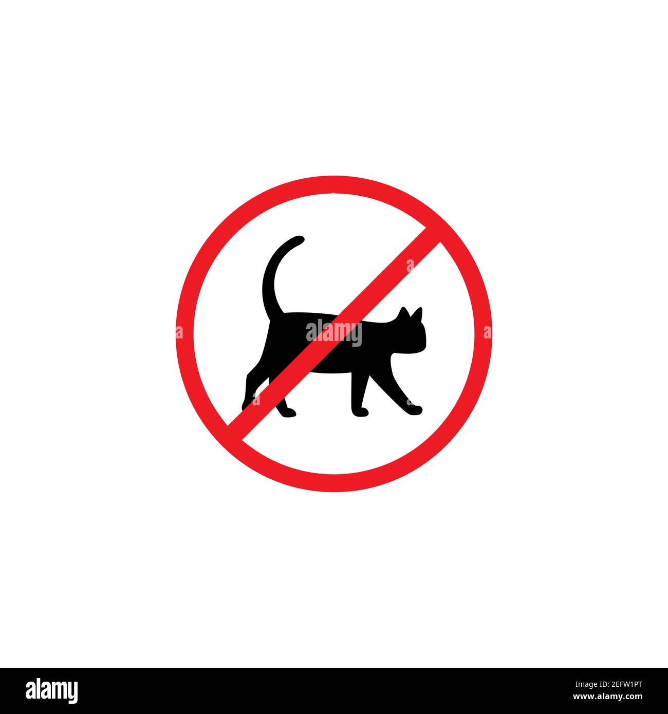 black cat in red crossed circle. Forbidden, unallowed sign. No animals ...