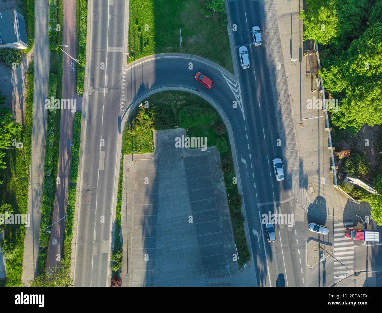 Aerial view road few cars hi-res stock photography and images - Alamy