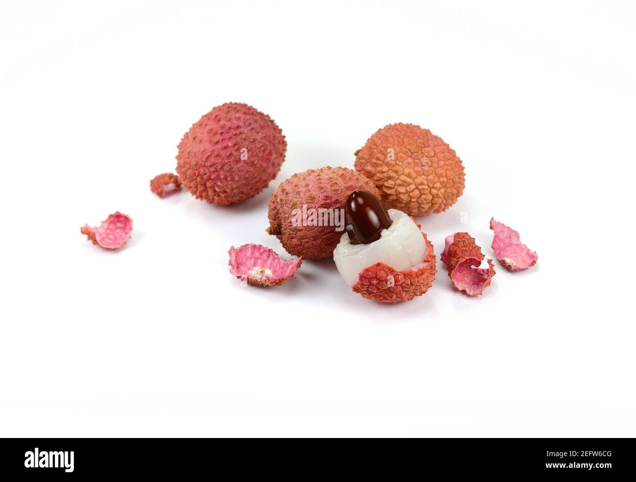 Group of fresh red ripe litchee (Litchi chinensis) tropical fruits ...