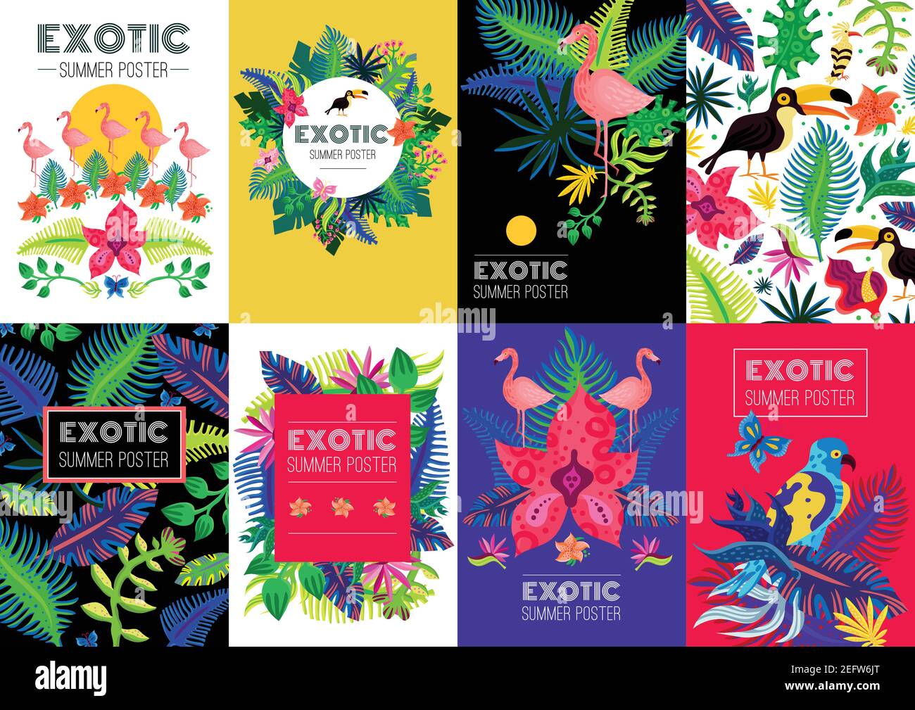 Exotic tropical summer vacation 8 advertisement colorful background ...