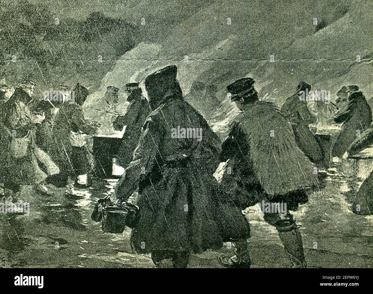 Open-air food line for soldiers in the Russo-Japanese war Stock Photo ...