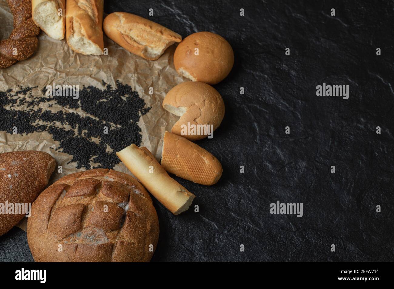 Different types of pastries on a parchment paper Stock Photo - Alamy