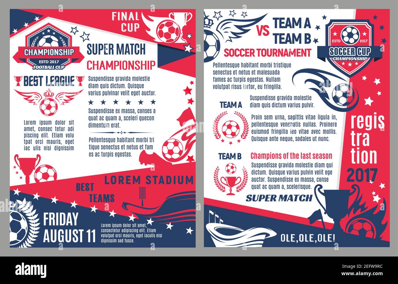 Soccer cup championship or football super match tournament announcement ...