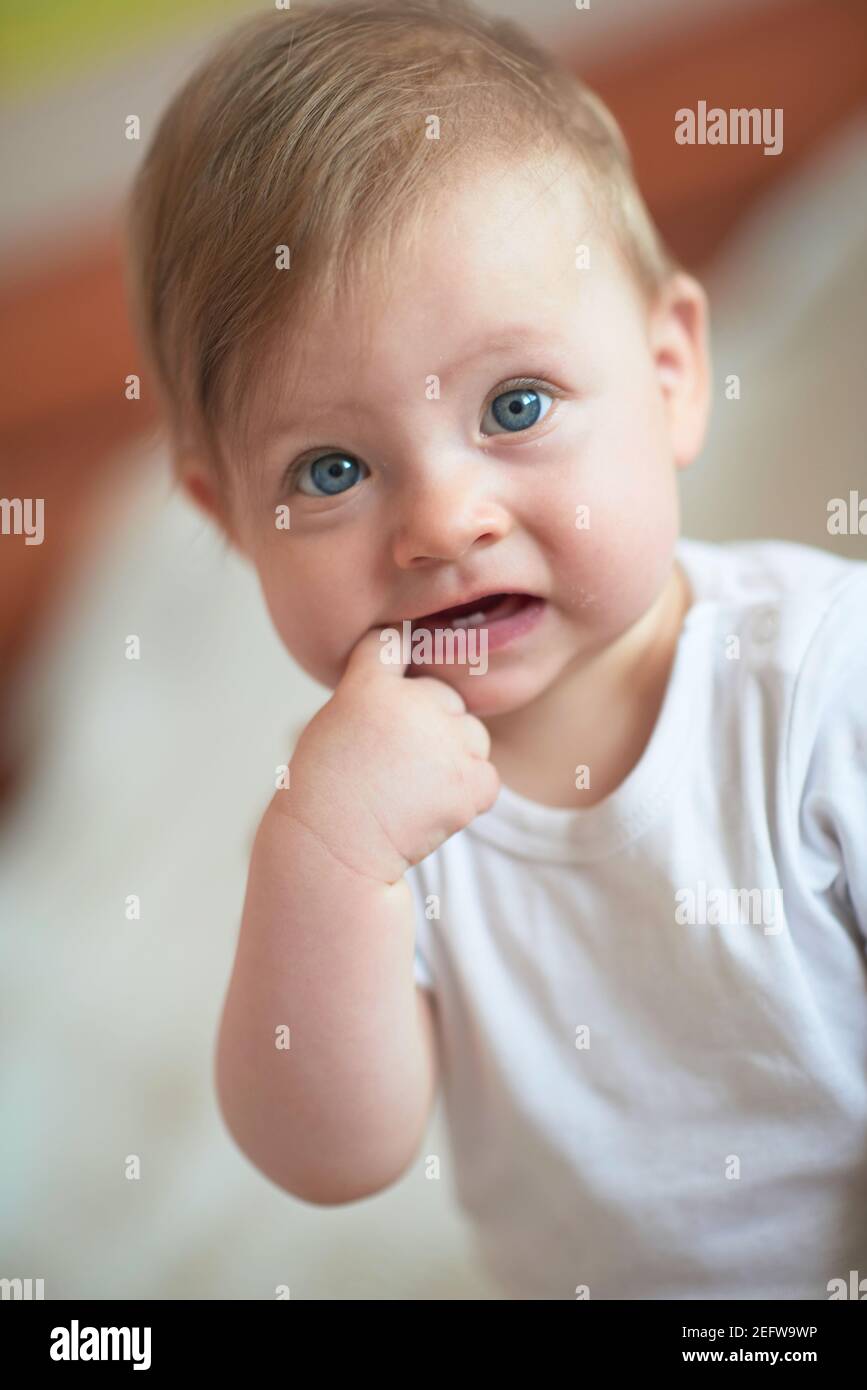 cute little newborn baby smilling Stock Photo - Alamy