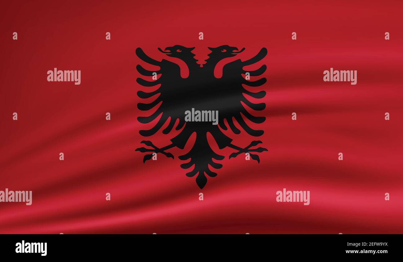 Albania flag with waving grunge texture. Vector background Stock Vector ...