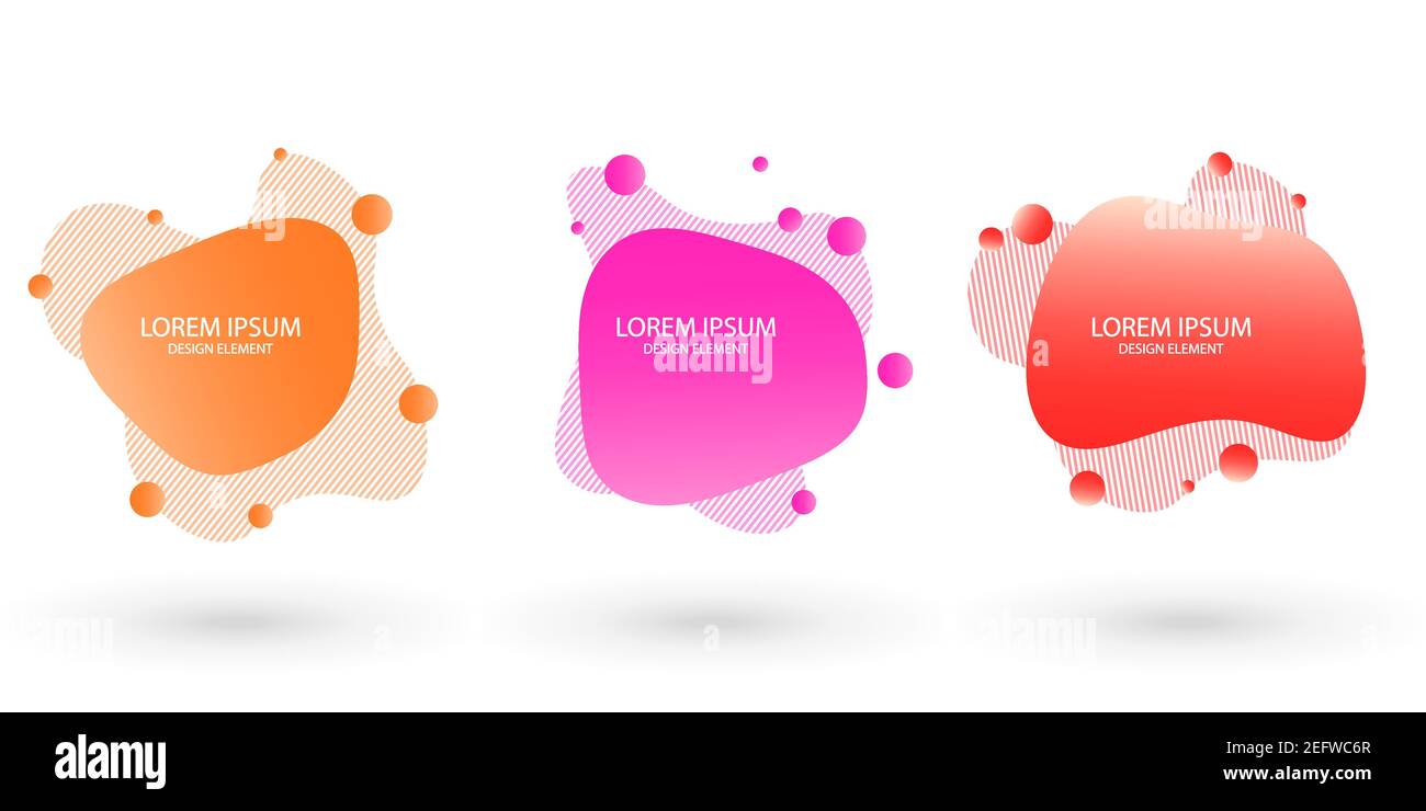 Fluid frame isolated on white background. Set of abstract liquid shapes ...