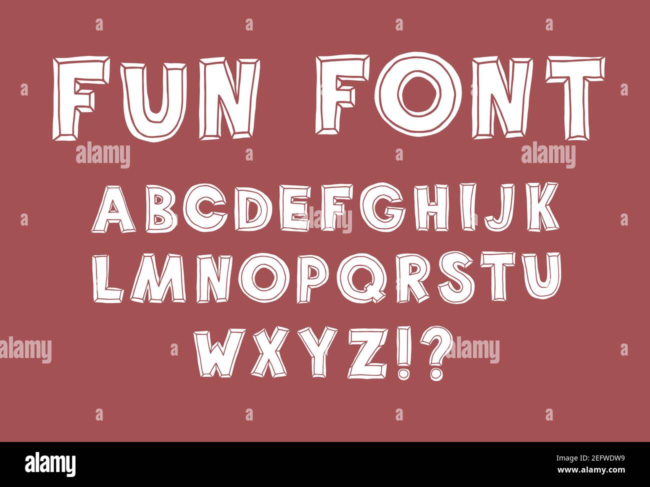 Fun font. Hand Drawn Vector Typeface. Hand Made handwritten Alphabet ...