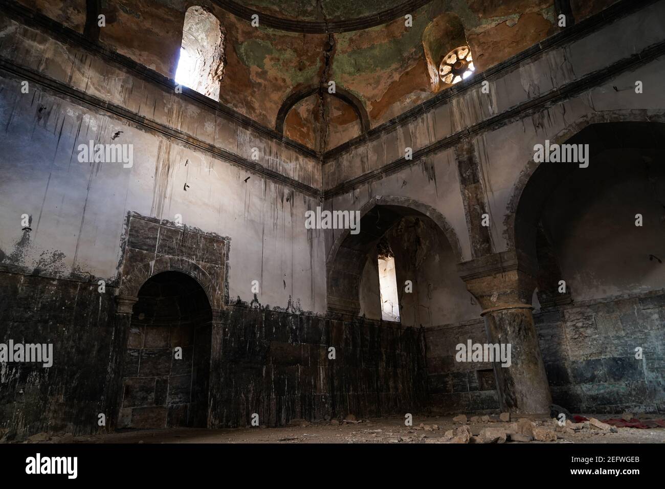 Interior view of the damaged mosque from the inside.The Umayyad Mosque ...