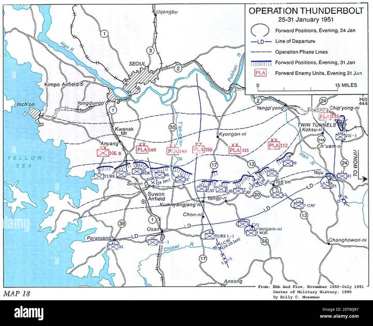 Operation Thunderbolt (1951) map Stock Photo - Alamy