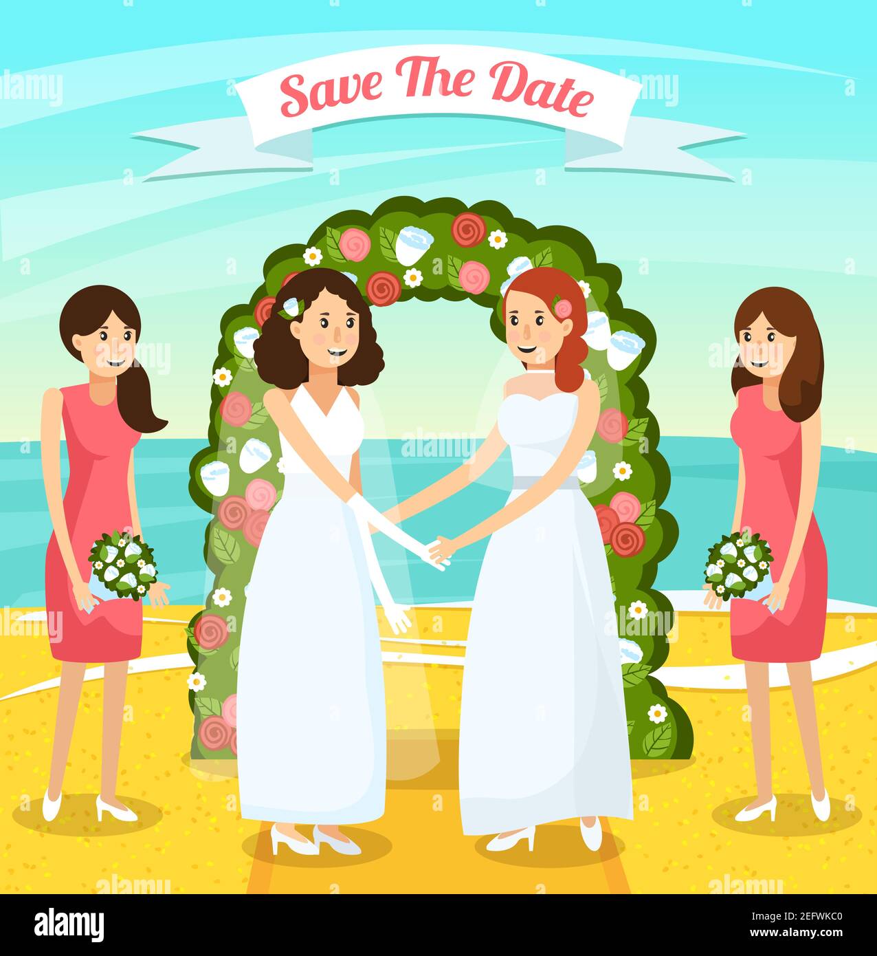 Two Women Getting Married Clipart