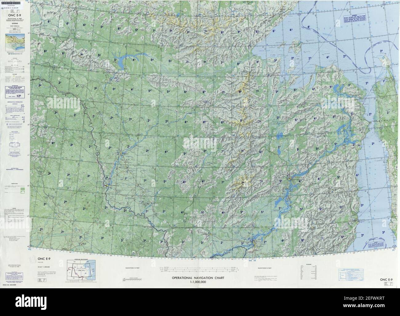 Operational Navigation Chart E-9, 4th edition Stock Photo - Alamy
