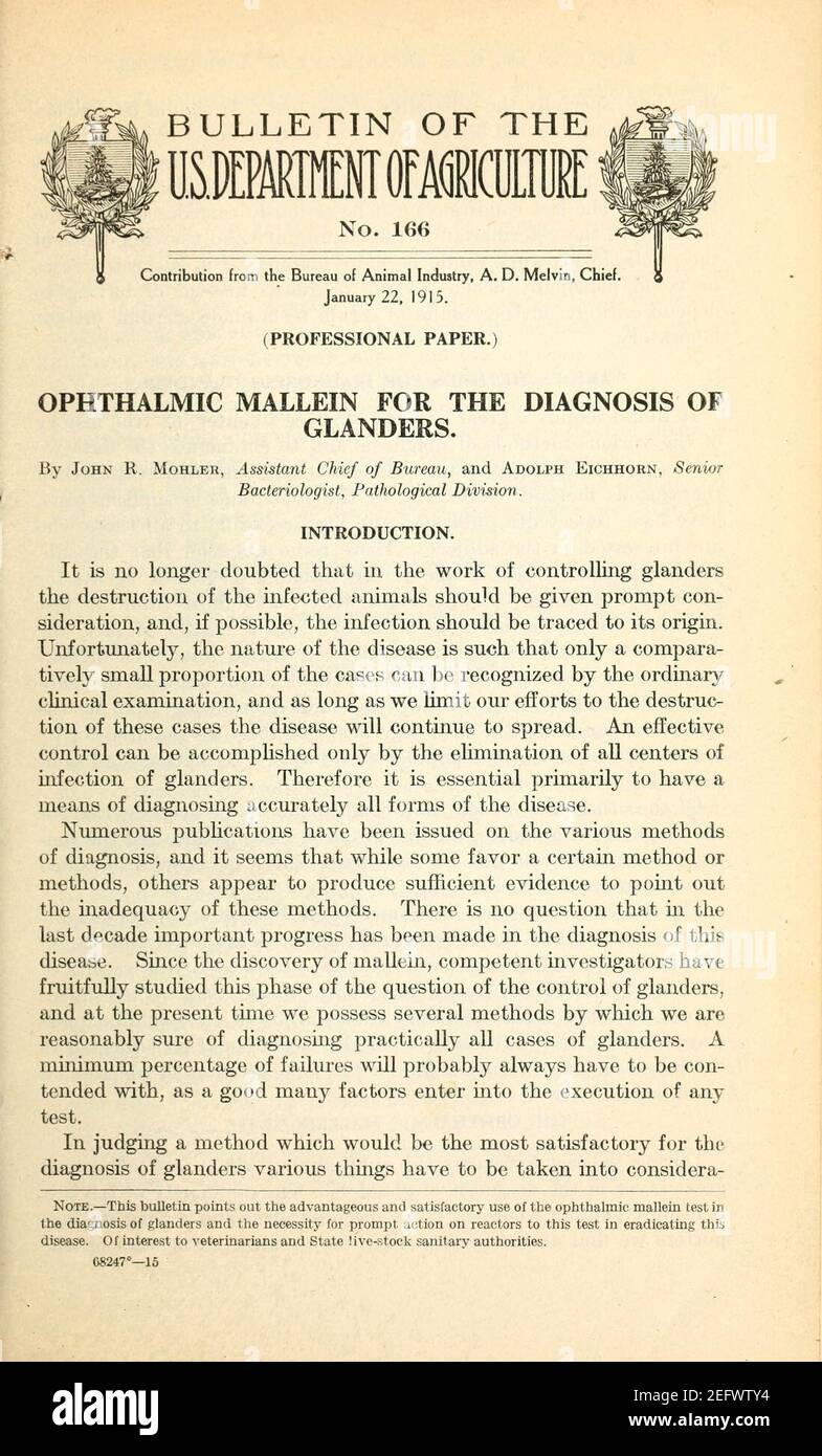 Ophthalmic mallein for the diagnosis of glanders Stock Photo - Alamy
