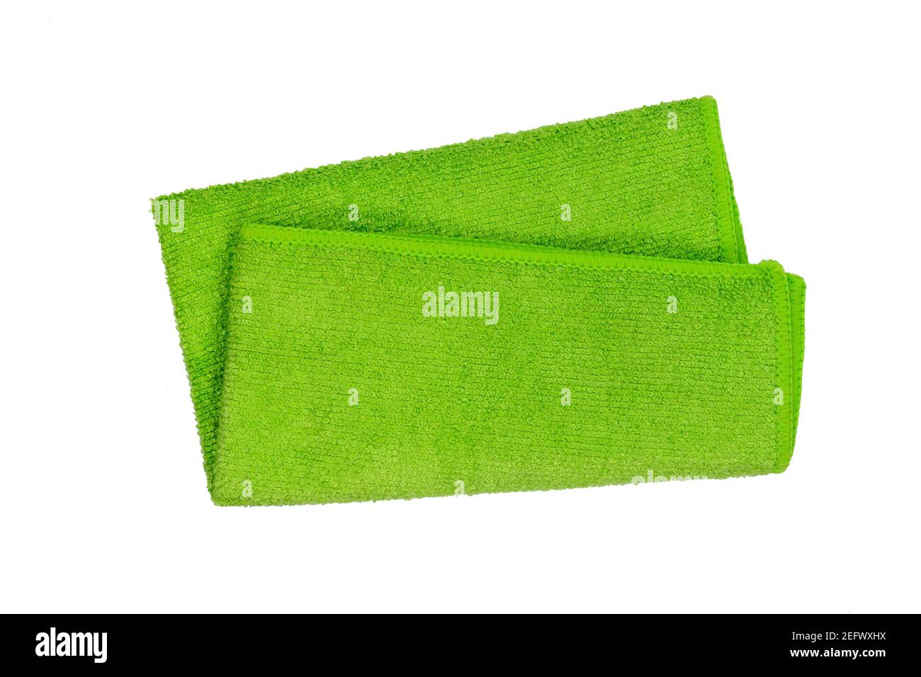 Green micro fiber towel isolated on white background. Clean, new green ...