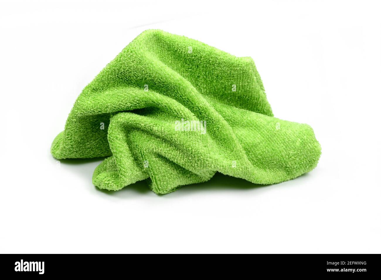 Green micro fiber towel isolated on white background. Clean, new green ...