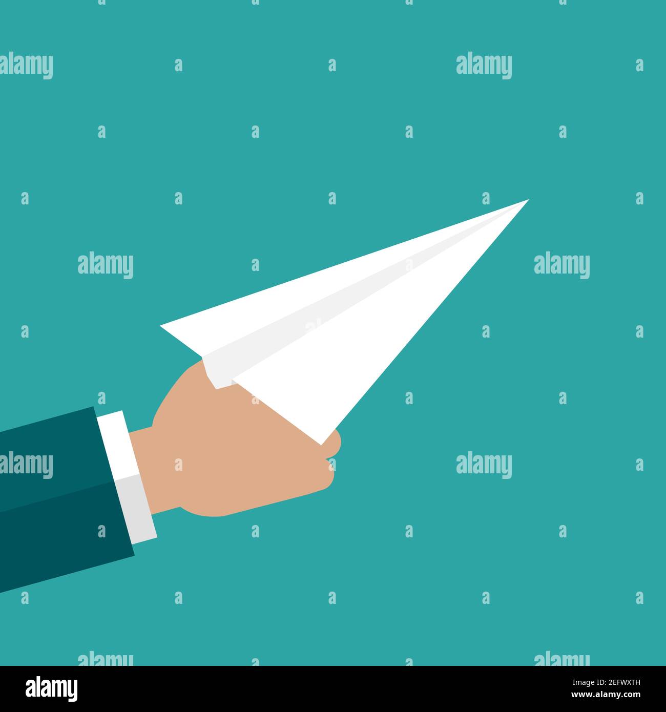 Hand holding white paper air plane. letter, message, text. Dreams ...