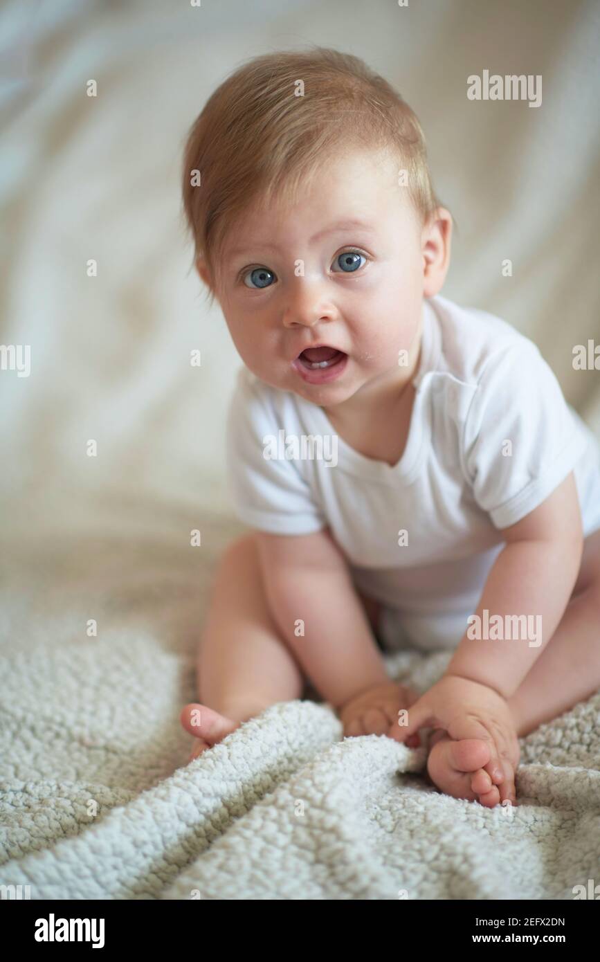 cute little newborn baby smilling Stock Photo - Alamy