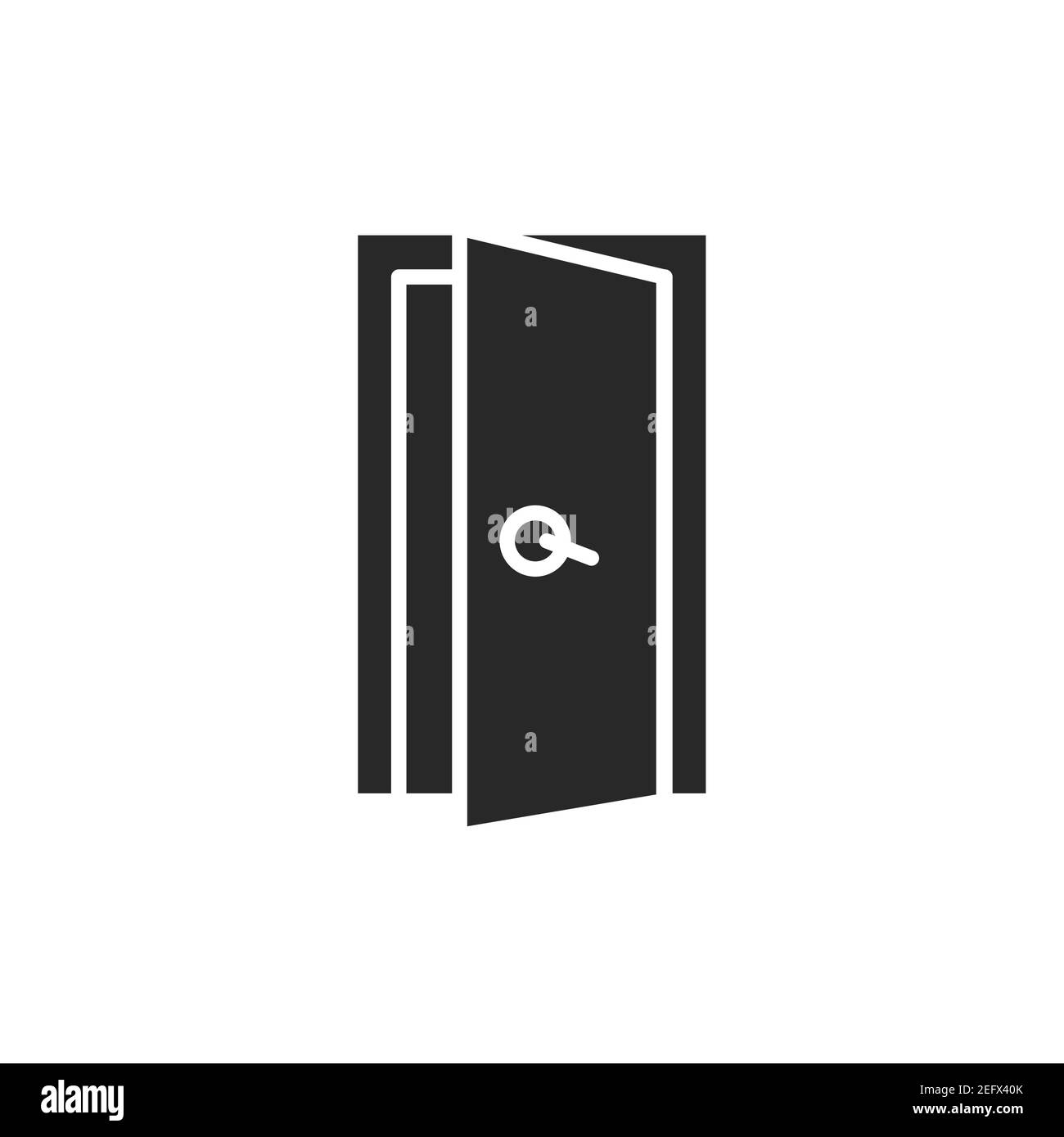 Front view open interroom door color line icon. Isolated vector element ...