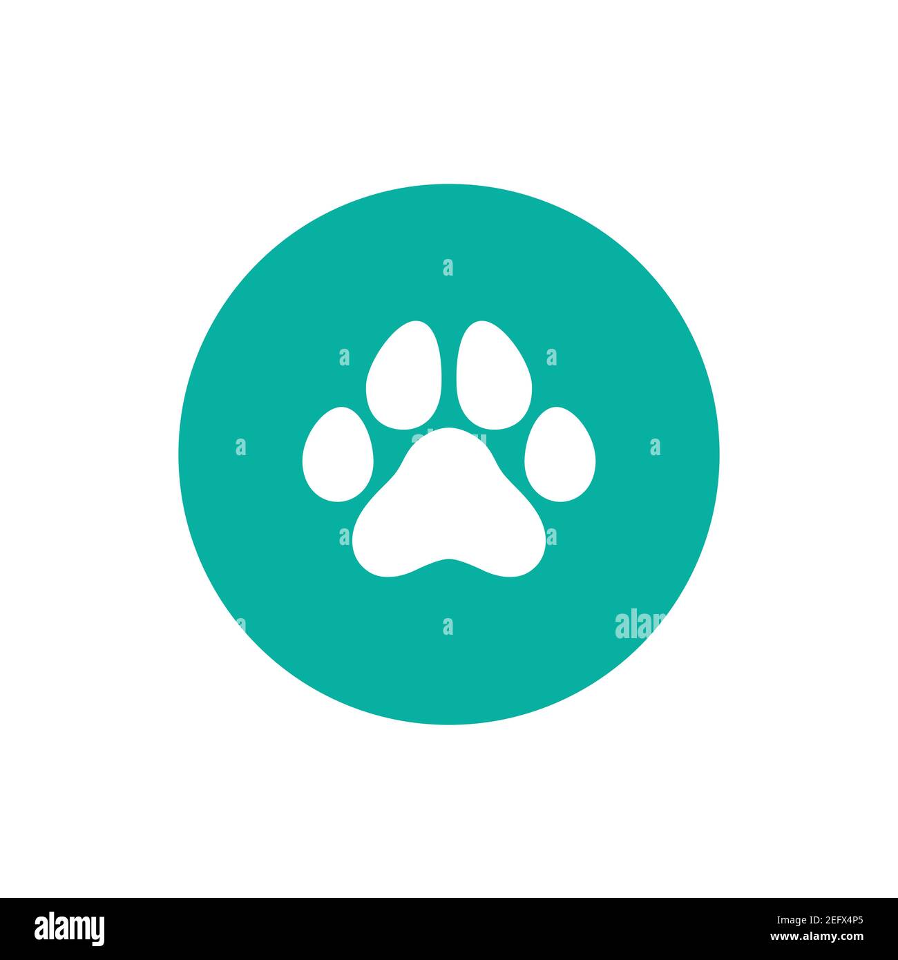 white cat trace in blue circle. icon isolated on white. Vector flat ...