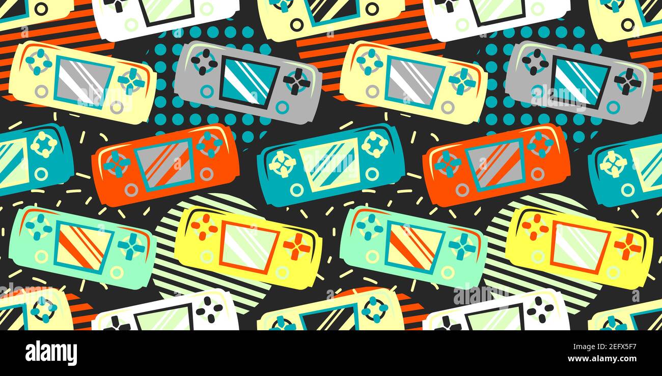 Seamless bright pattern with joysticks. Video game controller gaming ...