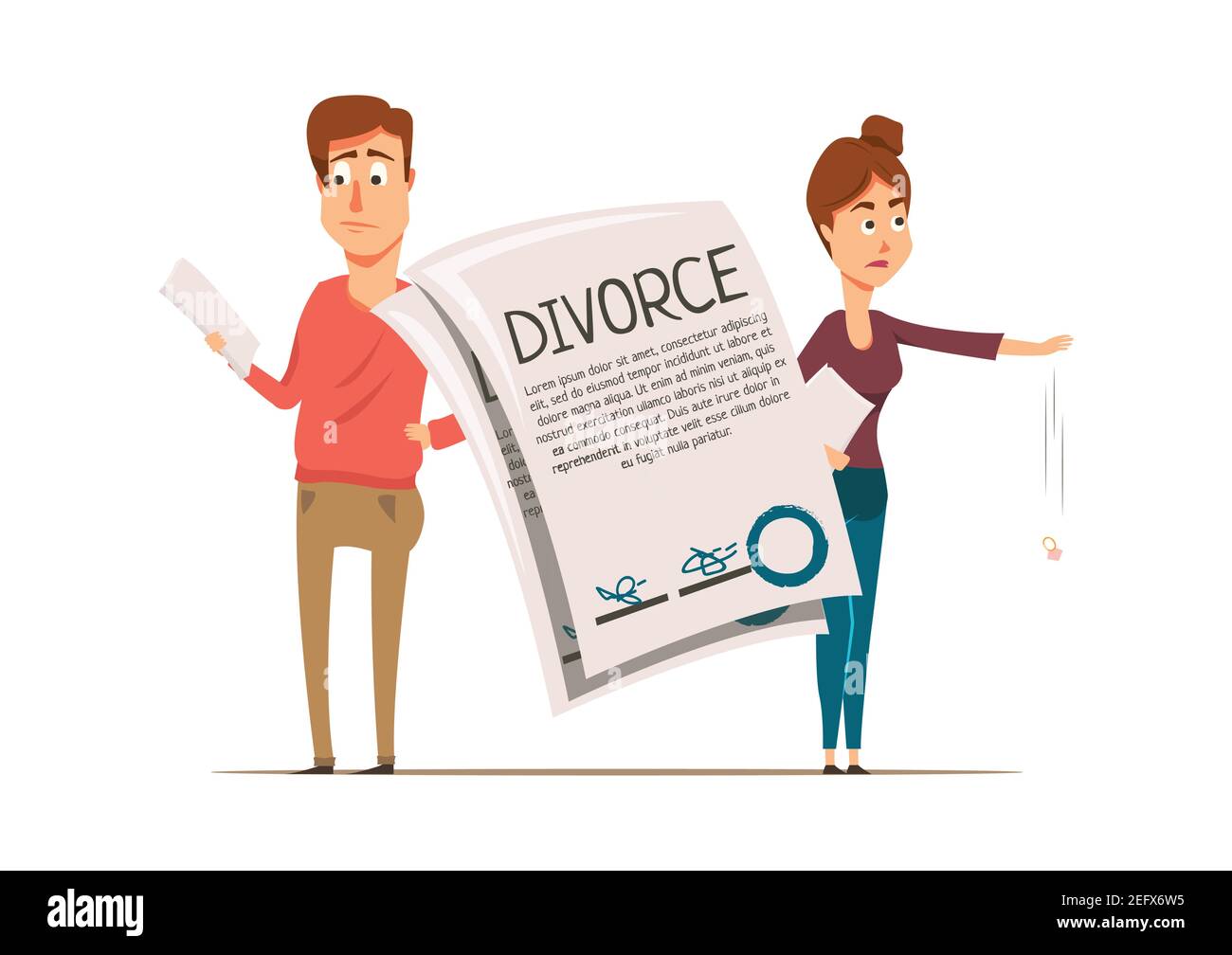 Unhappy couple sign contract Stock Vector Images - Alamy