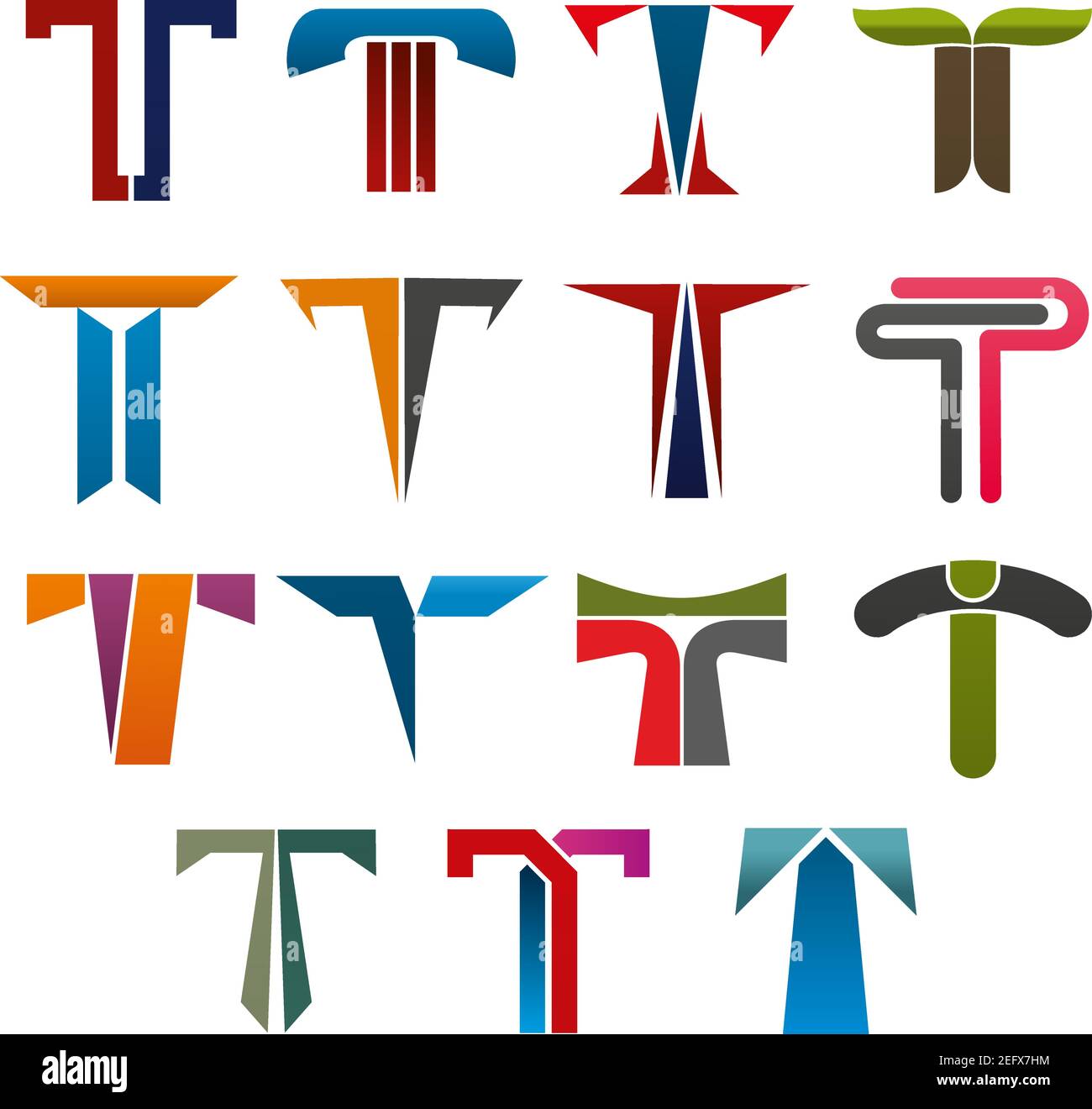 T letter icons template for corporate or business company and brand ...