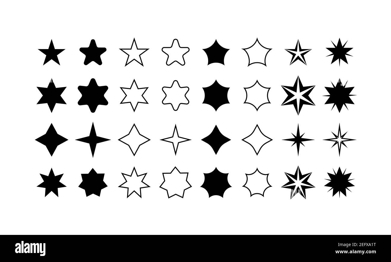 Star shapes set. Simple pictograms isolated on white background. Vector ...