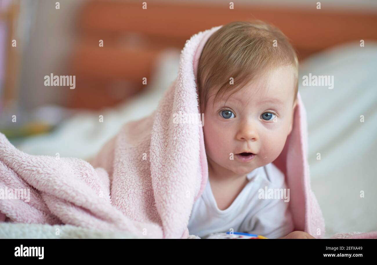 cute little newborn baby smilling Stock Photo - Alamy