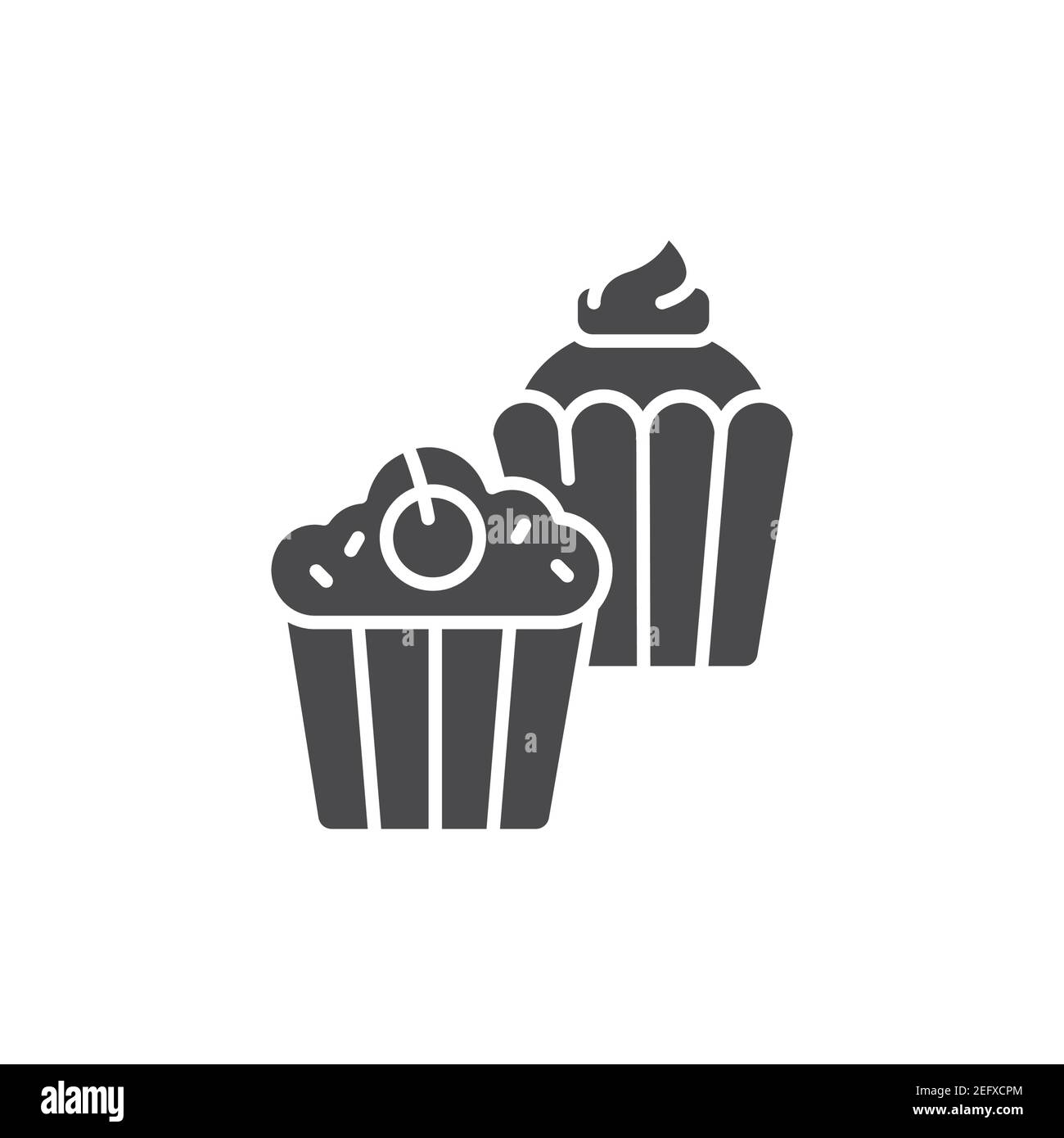 Cupcakes color line icon. Isolated vector element. Outline pictogram ...