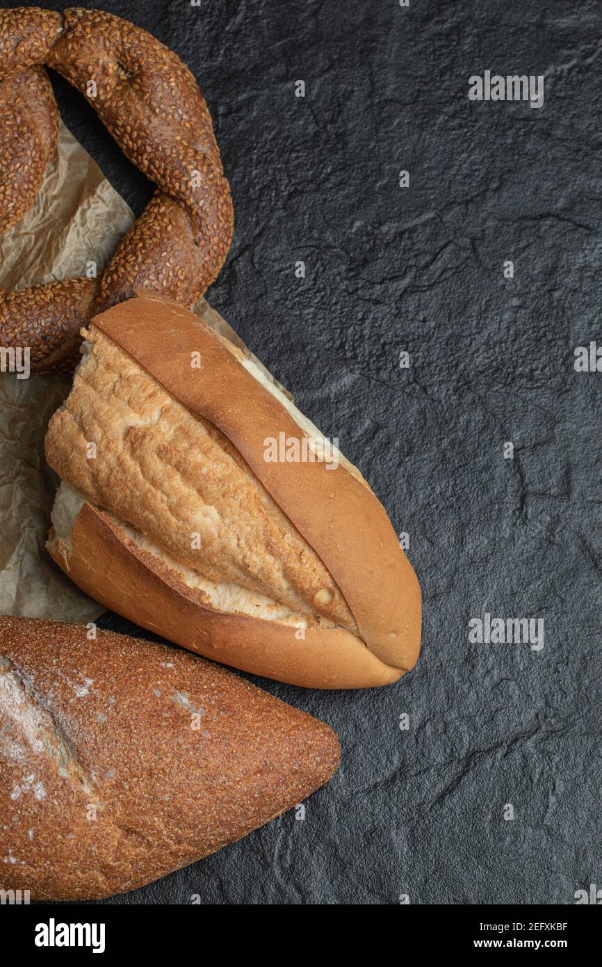 Different types of pastries on a parchment paper Stock Photo - Alamy