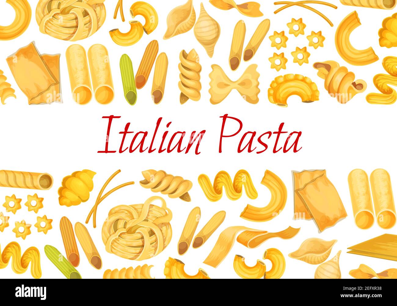 Italian pasta traditional cuisine poster design of macaroni sorts ...