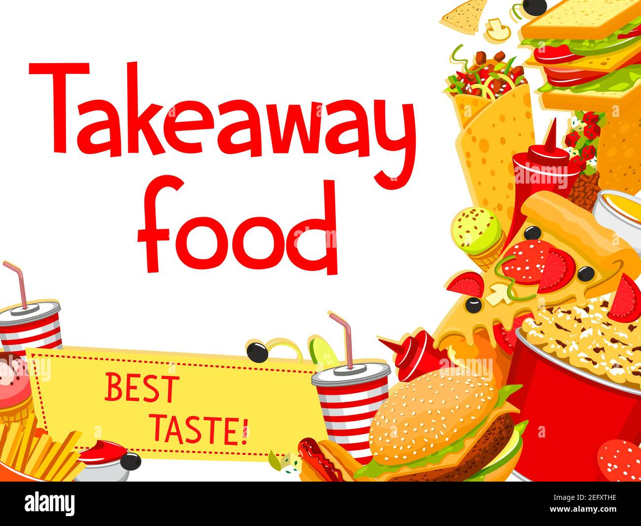 Fast food restaurant takeaway menu template or cafe poster tags of ...