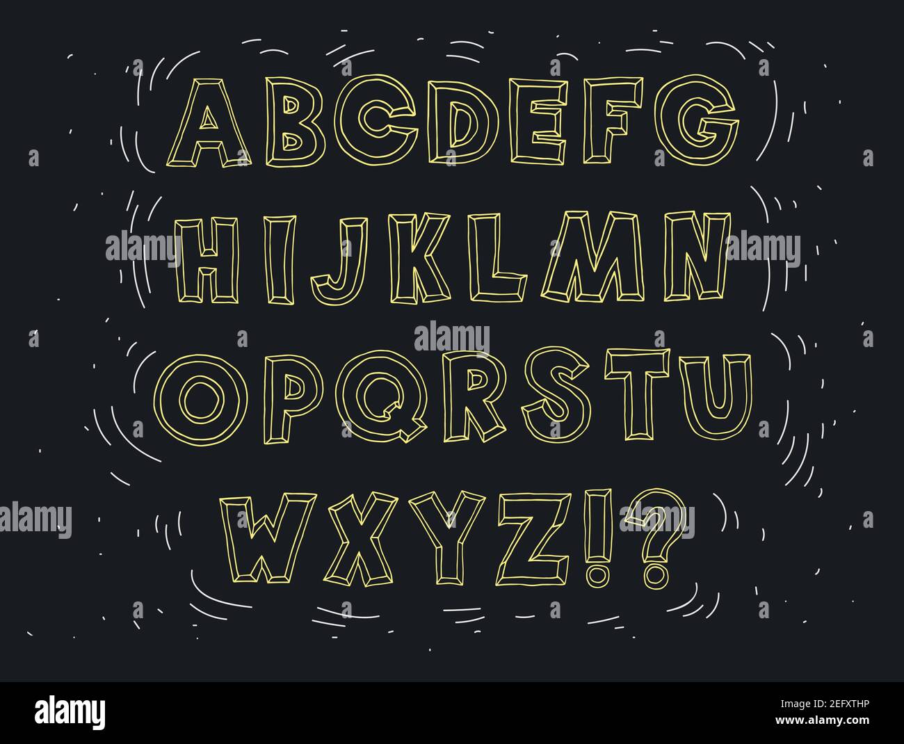 Fun line font. Hand Drawn Vector Typeface. Hand Made handwritten ...