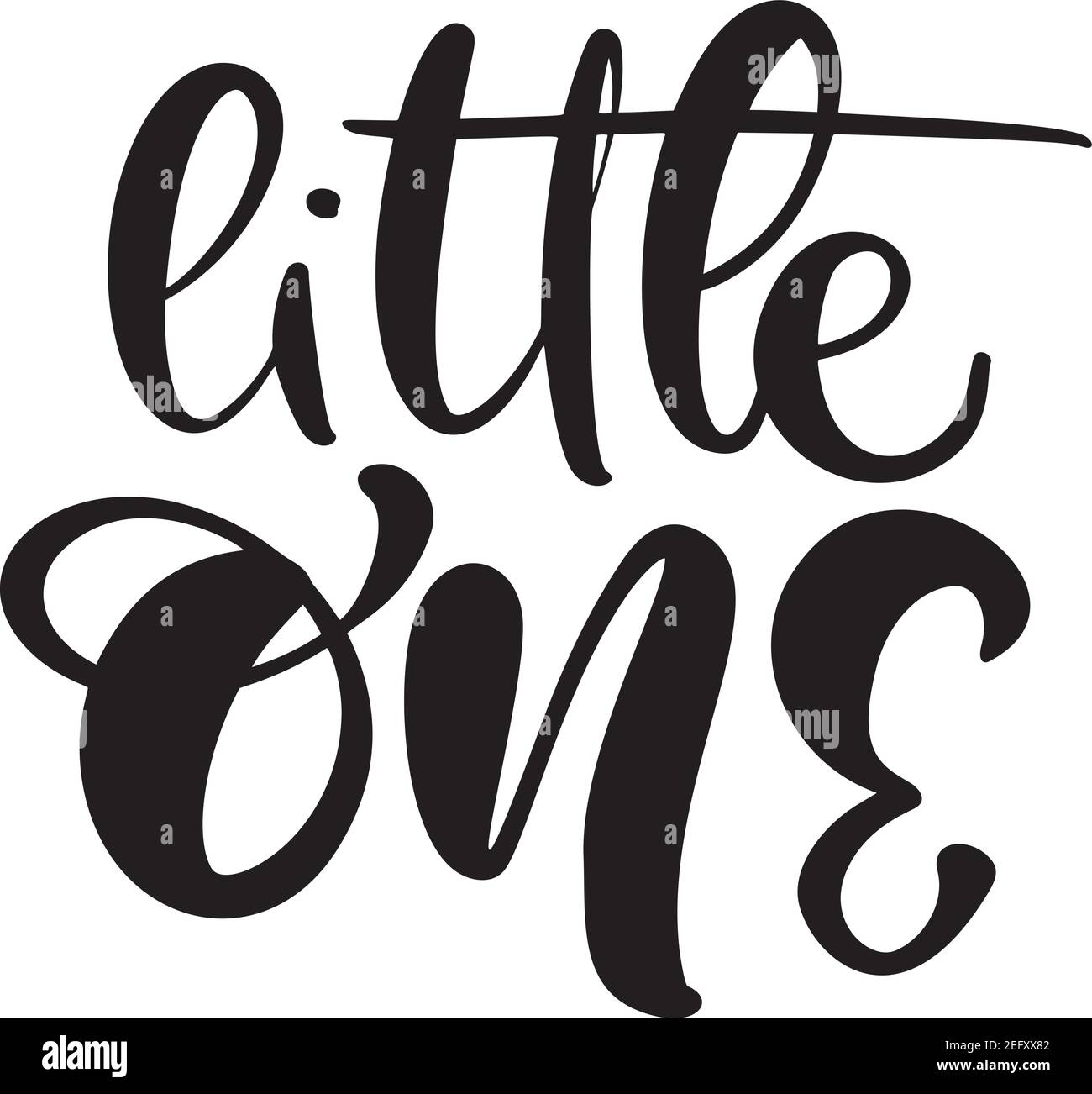 Little One handwritten kids calligraphy vector lettering text. Hand ...