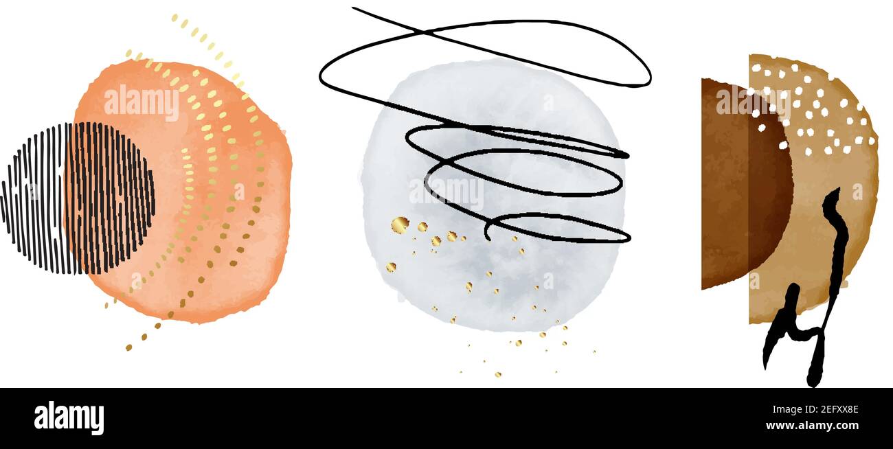 Watercolor paintings blobs, abstract shapes Vector. Watercolor ink ...