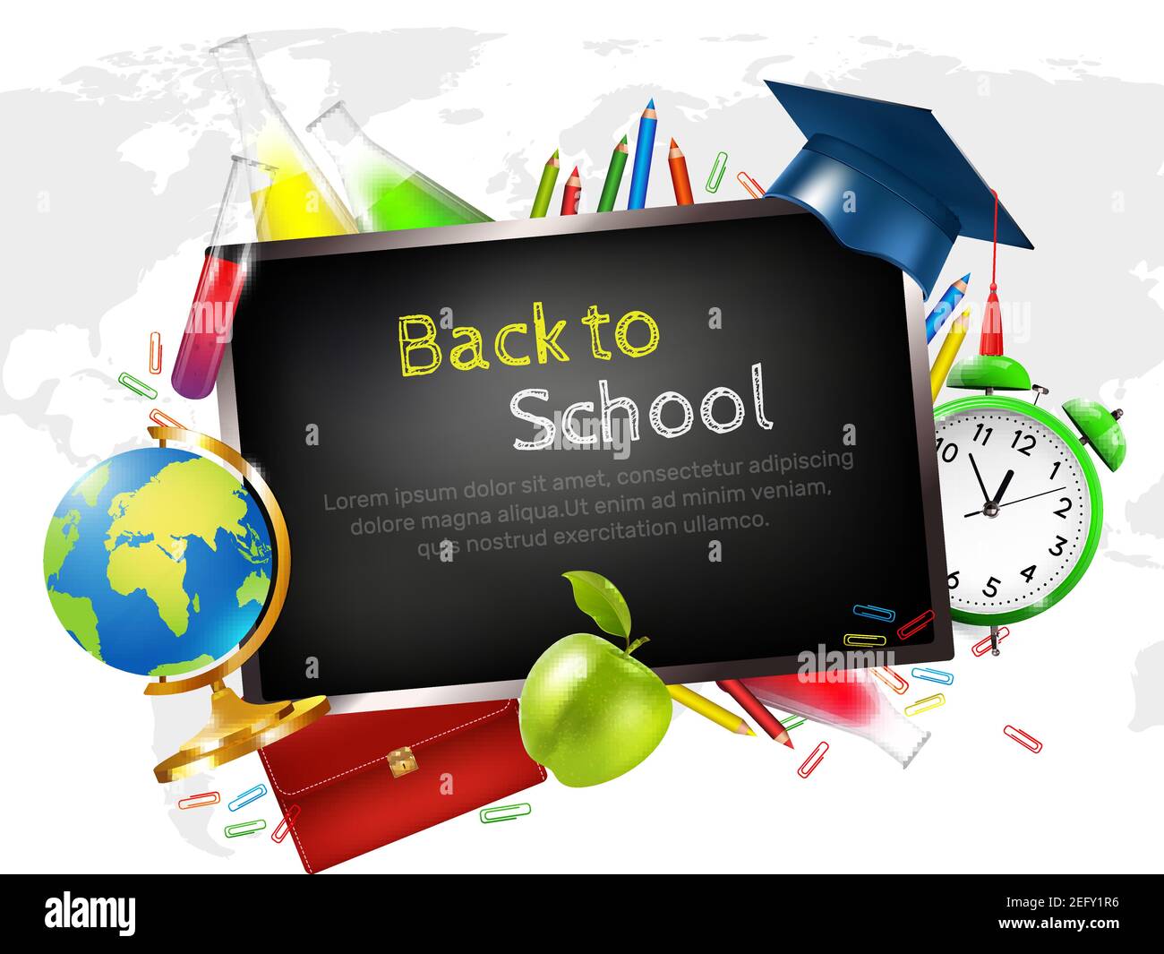 School graduation concept with learning and science symbols cartoon ...