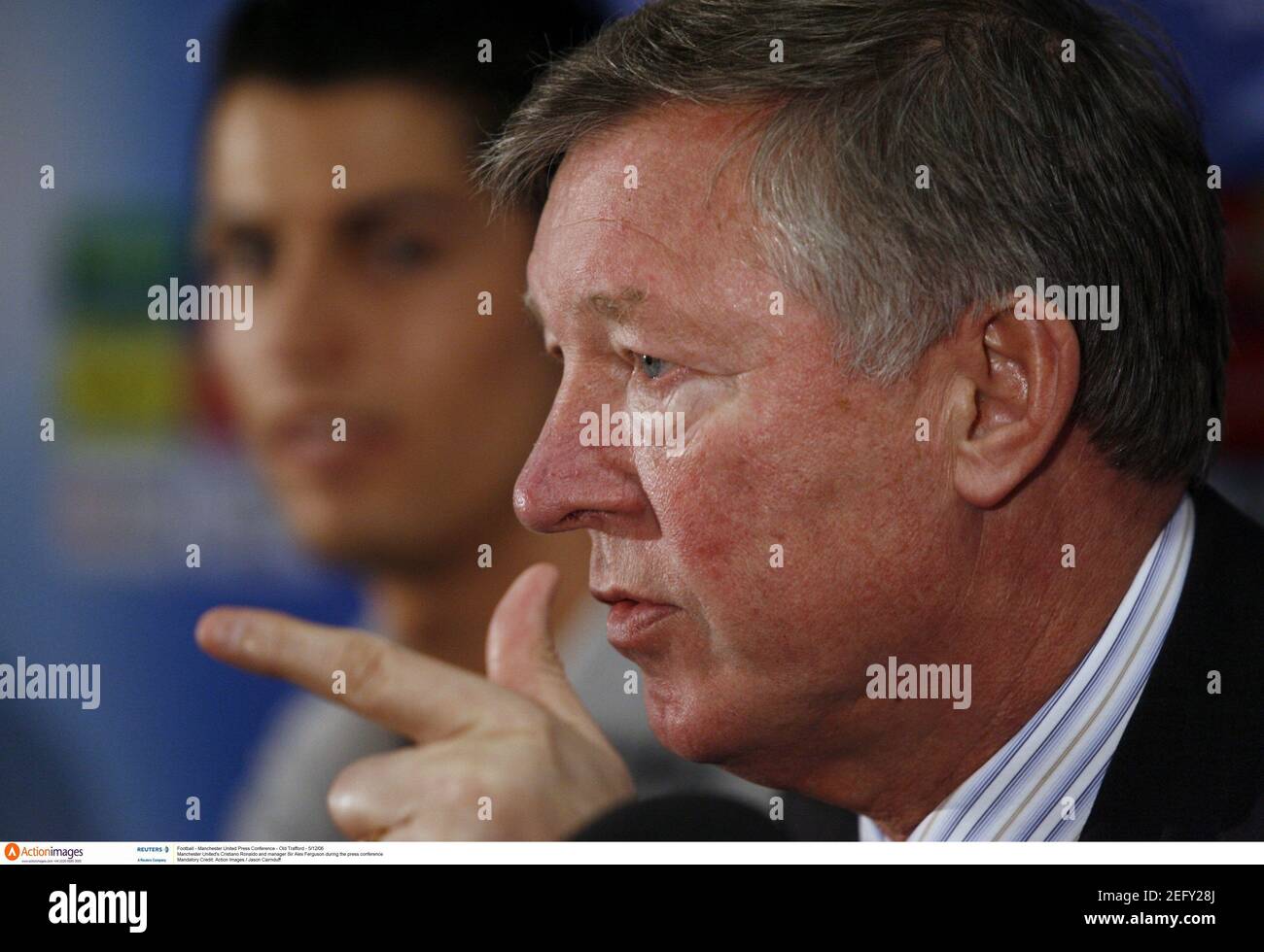 Manchester uniteds cristiano ronaldo with manager sir alex ferguson hi ...