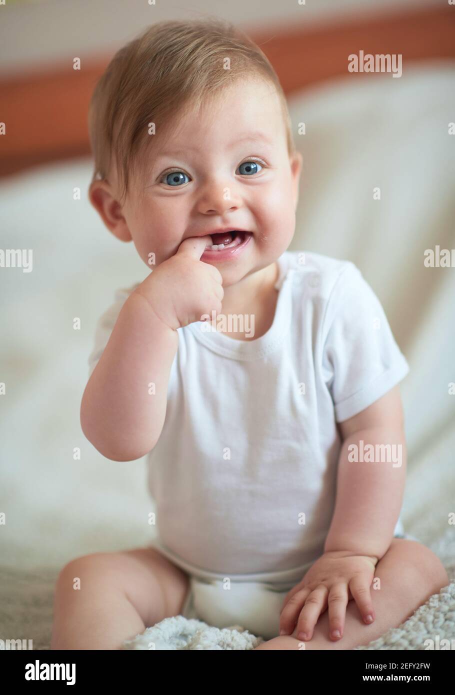 cute little newborn baby smilling Stock Photo - Alamy