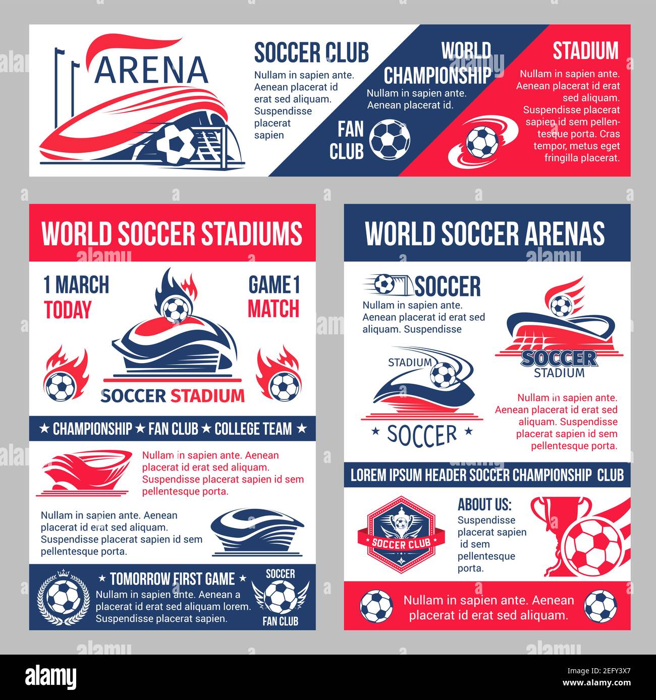 Soccer cup match or football championship posters and banner templates ...