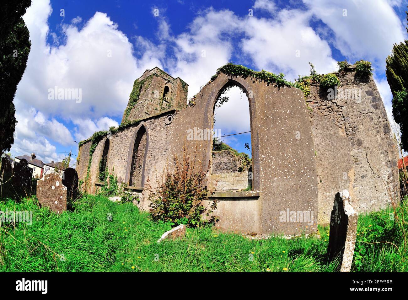 Delvin, County Westmeath, Ireland. The church remains and church yard ...