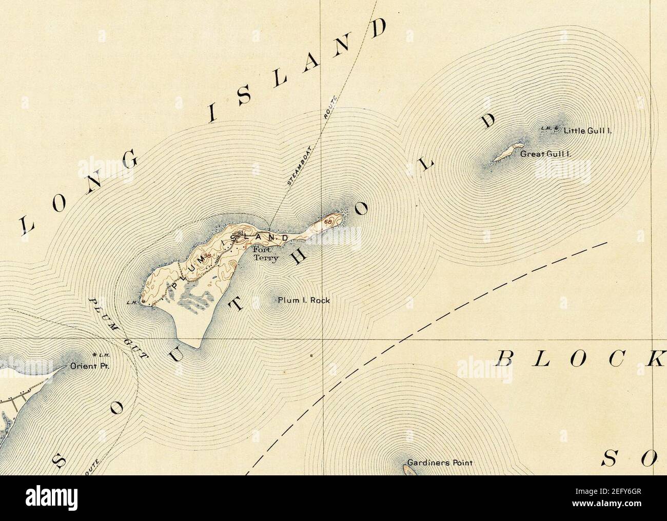 Orient Point, Plum Island, Great Gull Island, Little Gull Island, from ...