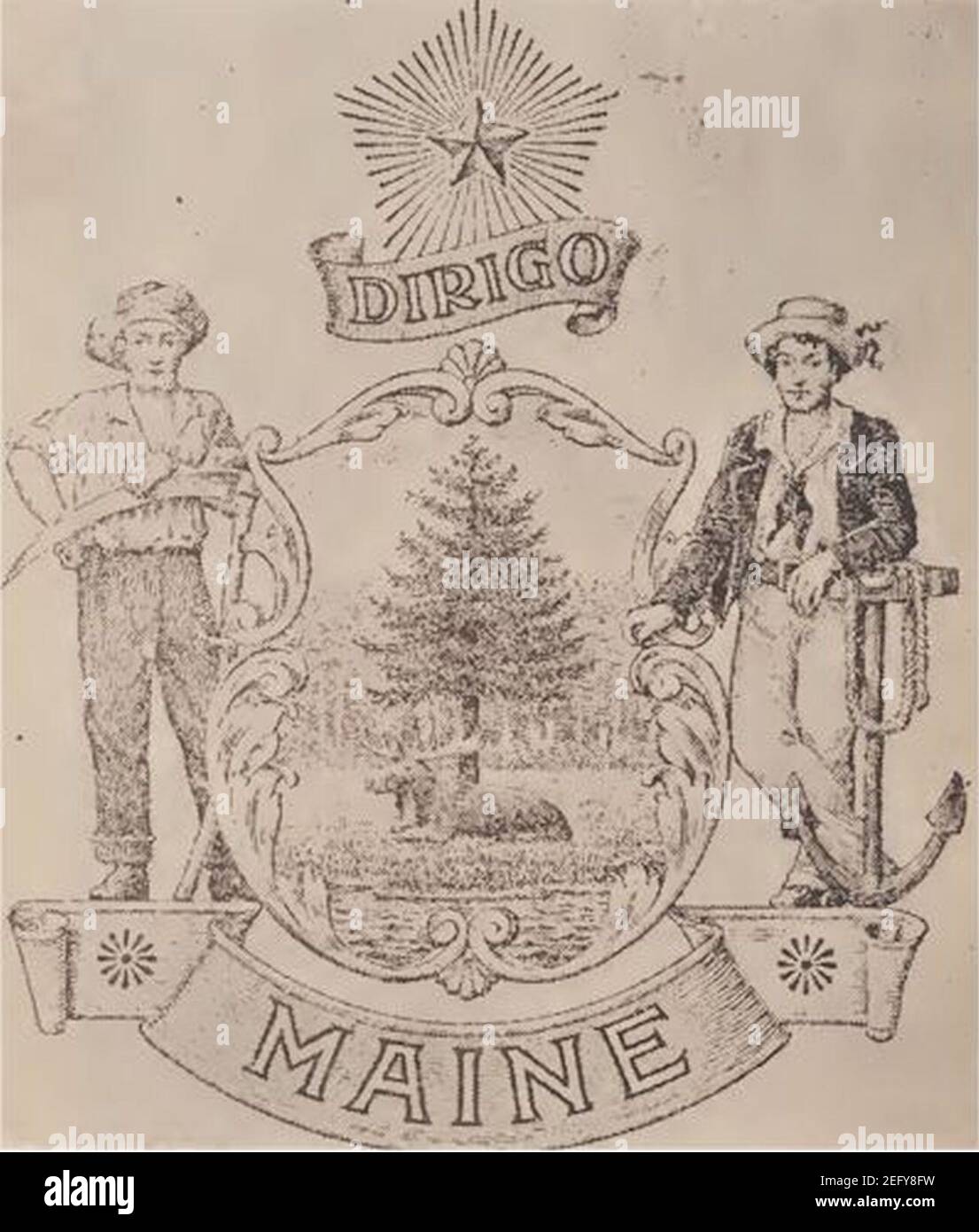 Original 1820 Maine State Seal sketch design Stock Photo - Alamy