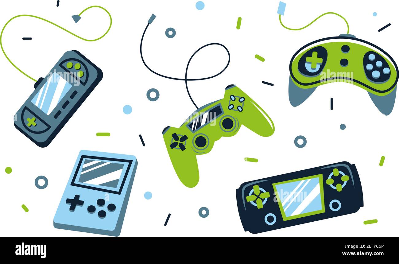 Seamless bright set with joysticks. Video game controller gaming cool ...