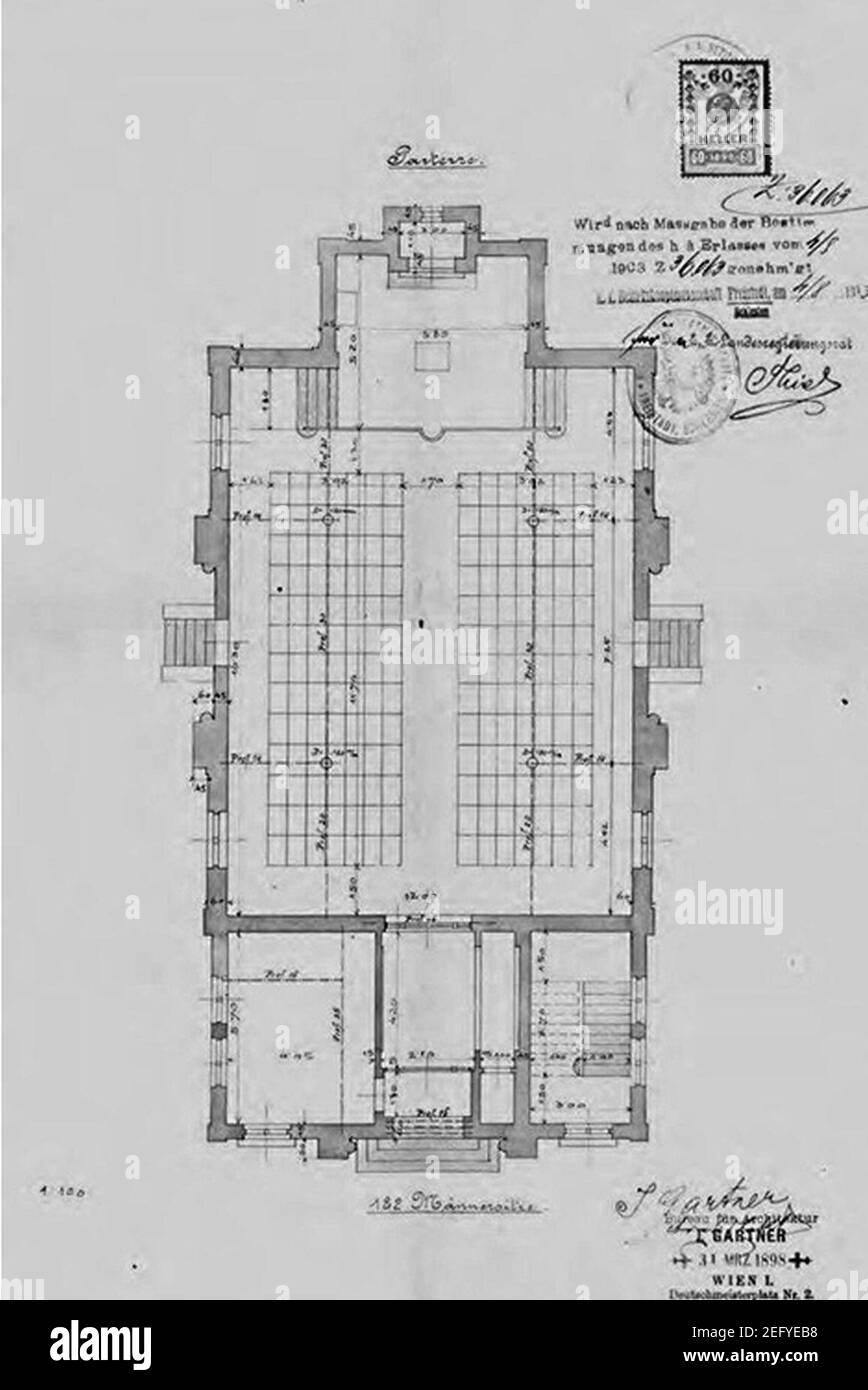 Orlau Synagogue - Architect drawing -Ground floor Stock Photo - Alamy