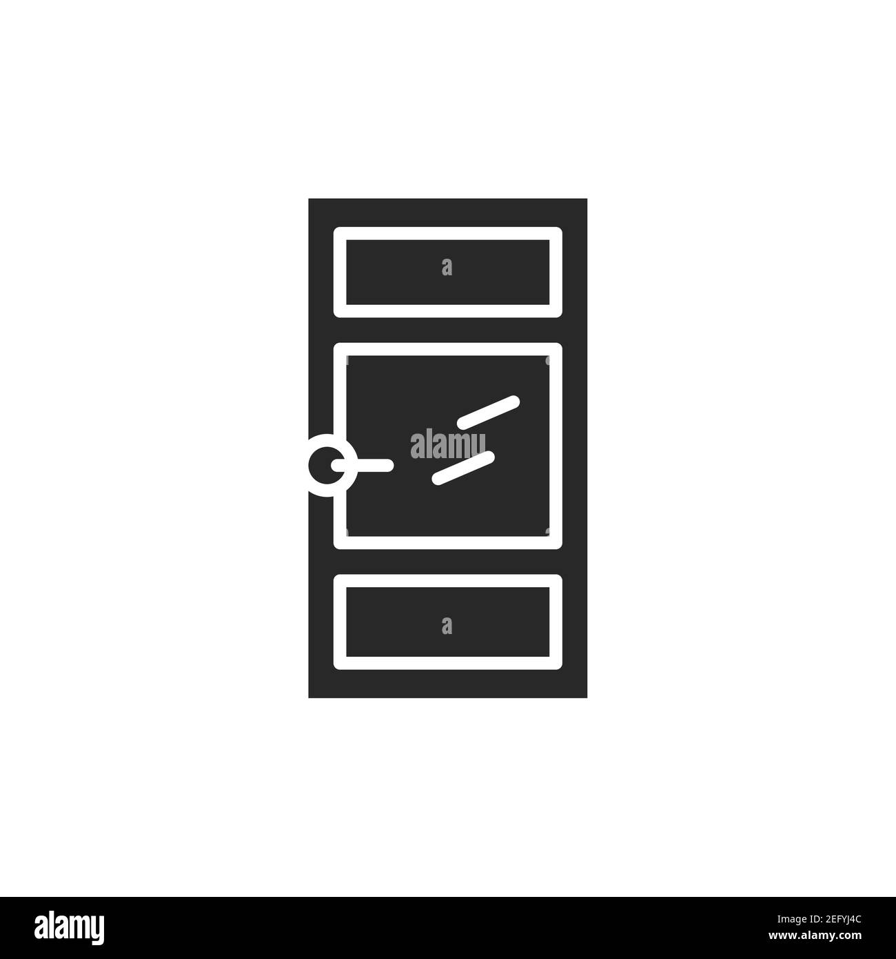 Front view closed interroom door color line icon. Isolated vector ...